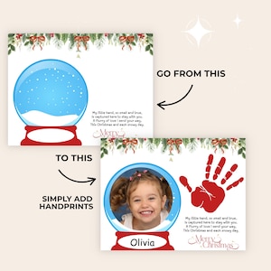 Christmas Handprint Snow Globe Craft With Photo Frame, Toddler ...