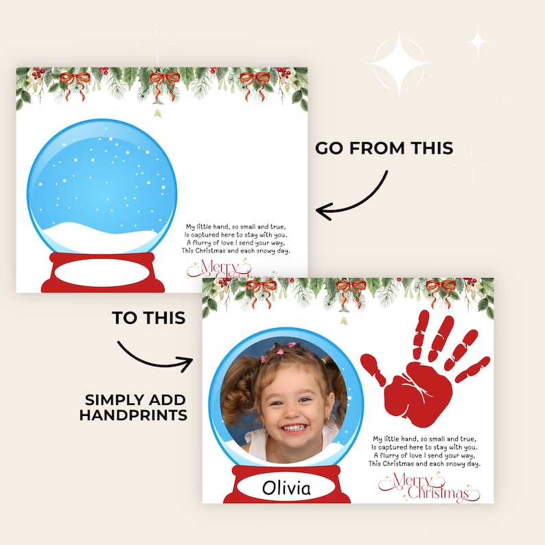Christmas Handprint Snow Globe Craft With Photo Frame, Toddler ...