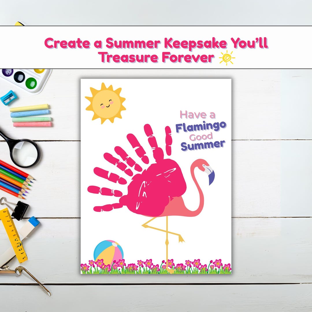 Summer Handprint Art, Summer Craft Ideas, Flamingo Handprint Craft ...