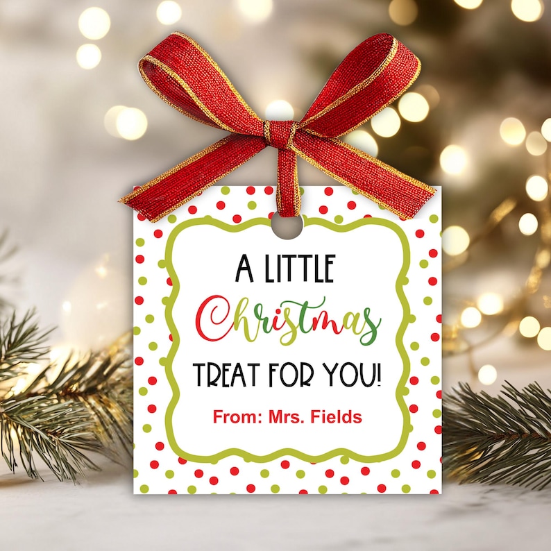 Christmas Treat Tags, Holiday Printable Gift Tags for Student Favors ...