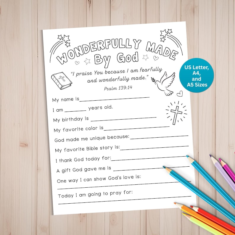 All About Me Christian Favorites List, Psalm 139:14, Bible Coloring ...