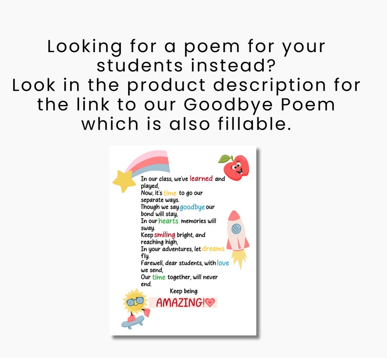 End of School Year Letter Printable, Goodbye Letter to Student ...