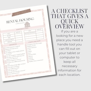 Editable Rental Housing Checklist, Apartment Checklist, First Apartment ...