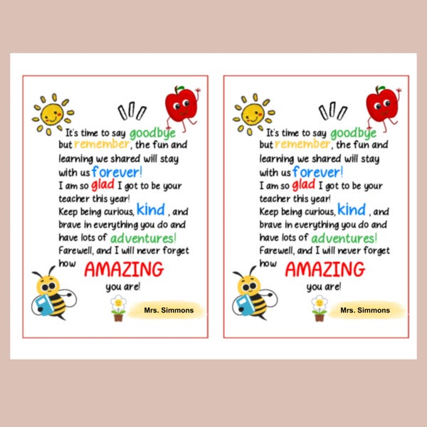 End of Year Letter to Students Preschool - Etsy