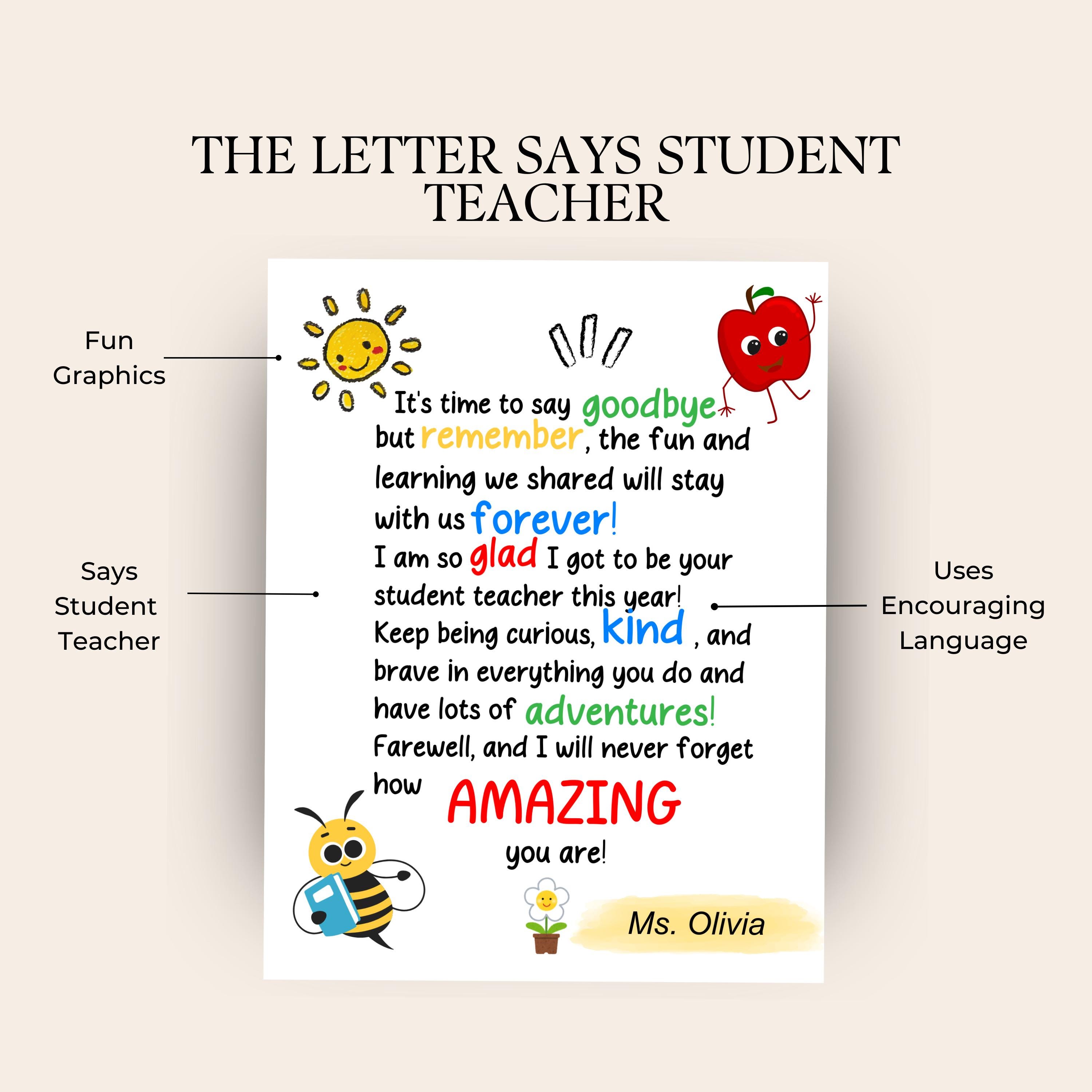 End of School Year Letter Printable | Teacher Student Goodbye Gift ...