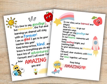 Printable End of School Year Letter for Students, Poem Gift From ...