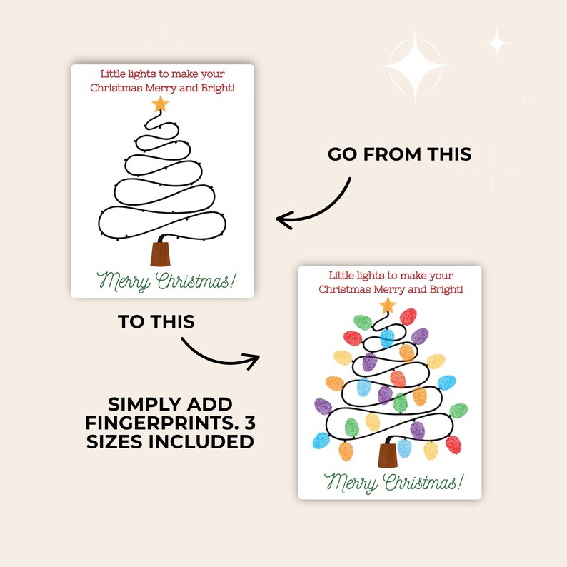 Christmas Lights Fingerprint Craft, Holiday Keepsake, Daycare Activity ...