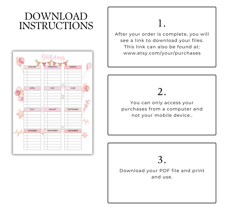 Printable Birthday Calendar, Editable Birthday Tracker, Birthday ...