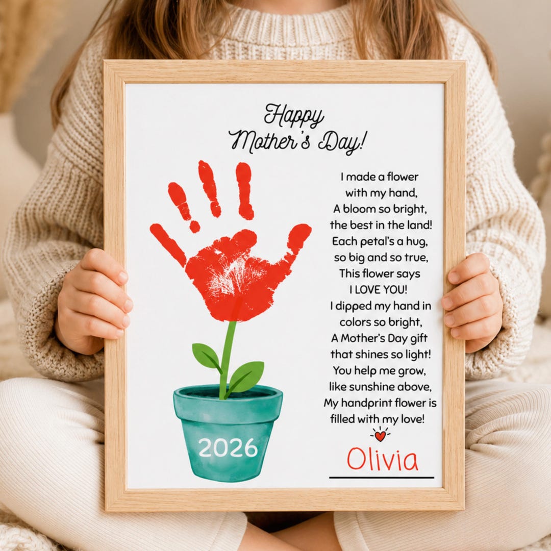 Mother's Day Handprint Poem | Flower Handprint Craft Printable ...