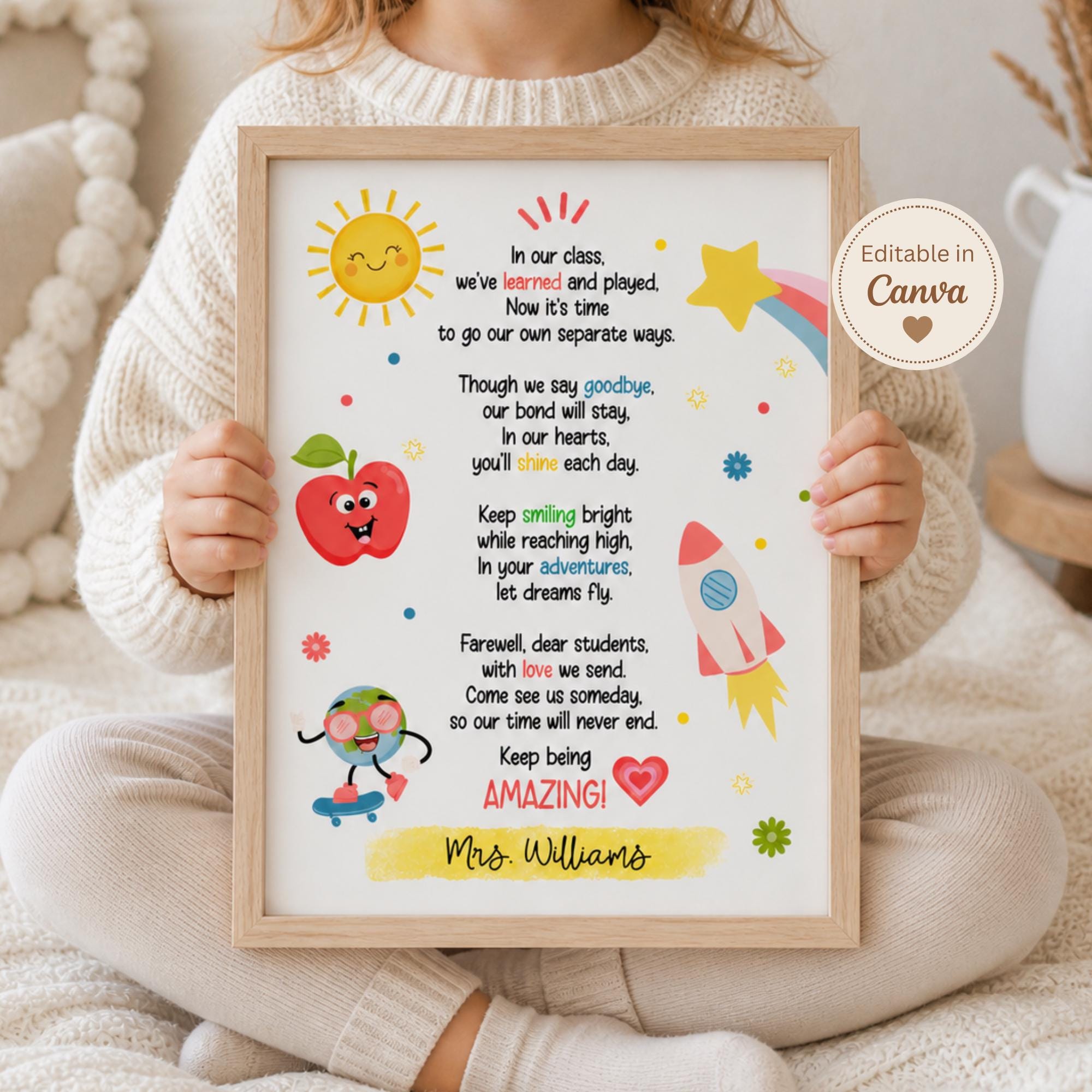 End of Year Poem: Teacher to Student Goodbye Letter for Last Day of ...