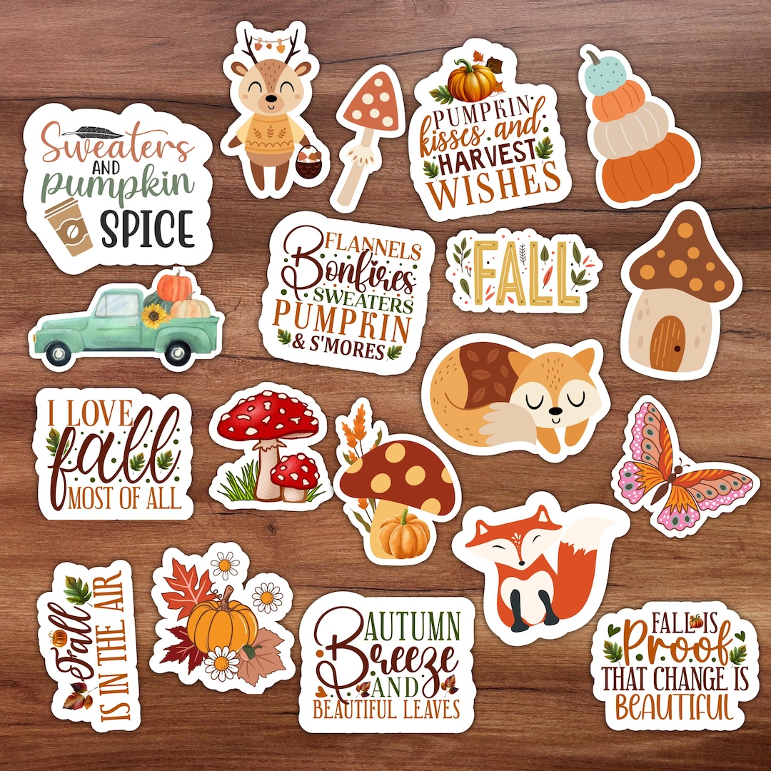 Fall Stickers Waterproof Cottagecore Stickers Cozy Fall Harvest Cute ...