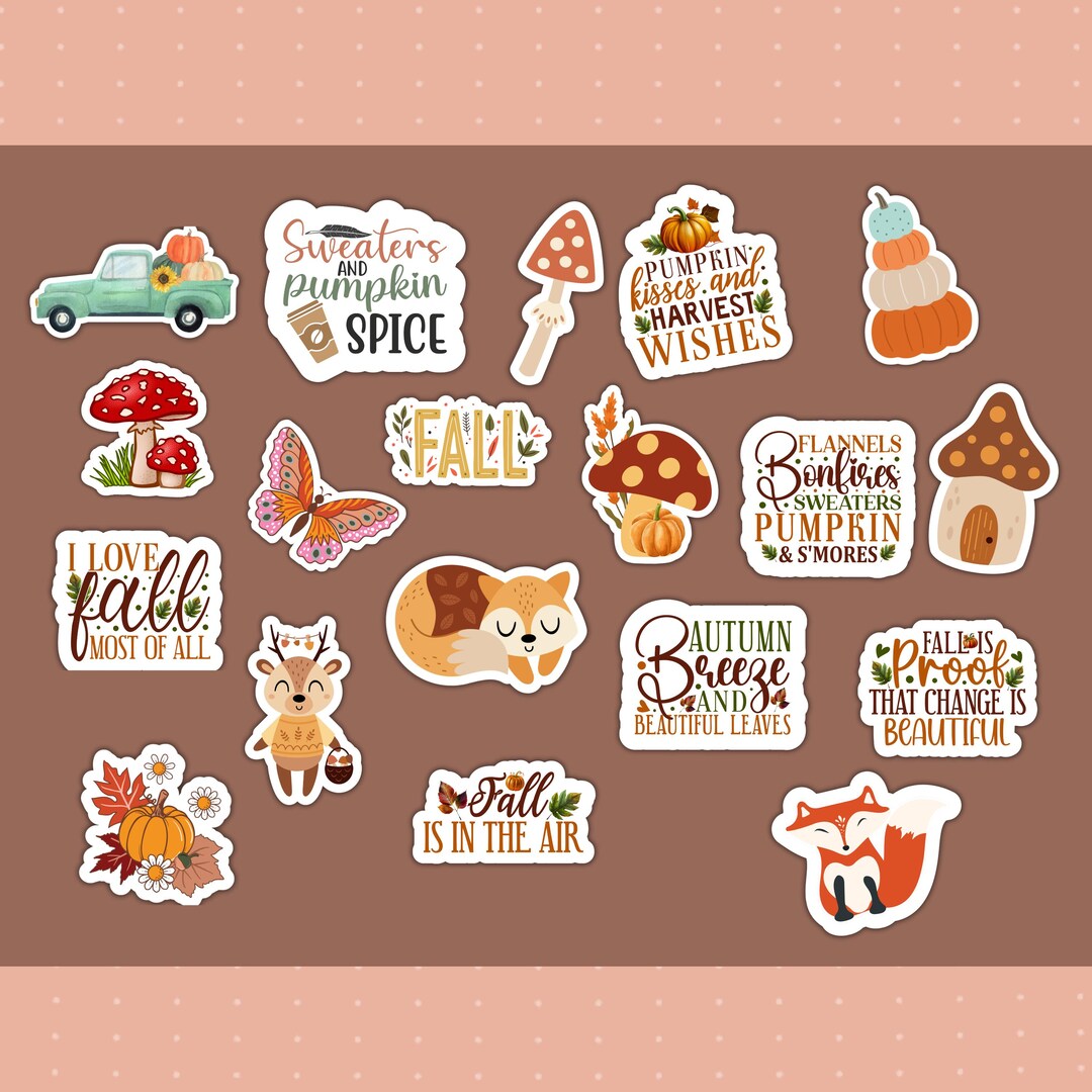 Fall Stickers Waterproof Cottagecore Stickers Cozy Fall Harvest Cute ...