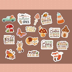Fall Stickers Waterproof Cottagecore Stickers Cozy Fall Harvest Cute ...