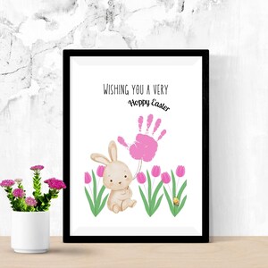 Easter Handprint Art for Kids, Spring Keepsake With Flowers and Bunny ...