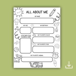 All About Me Student Printable, Favorite Things-coloring Page for Kids ...