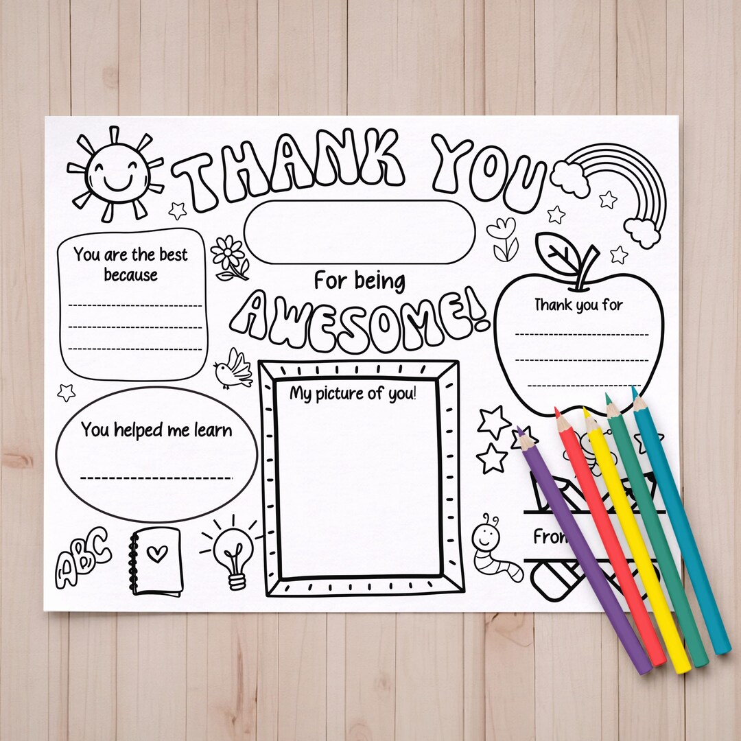 Teacher Thank You Coloring Page, Teacher Appreciation Gift From Student ...