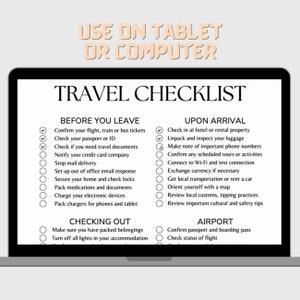Fillable Travel Checklist, Packing List, Travel Essentials, Travel ...