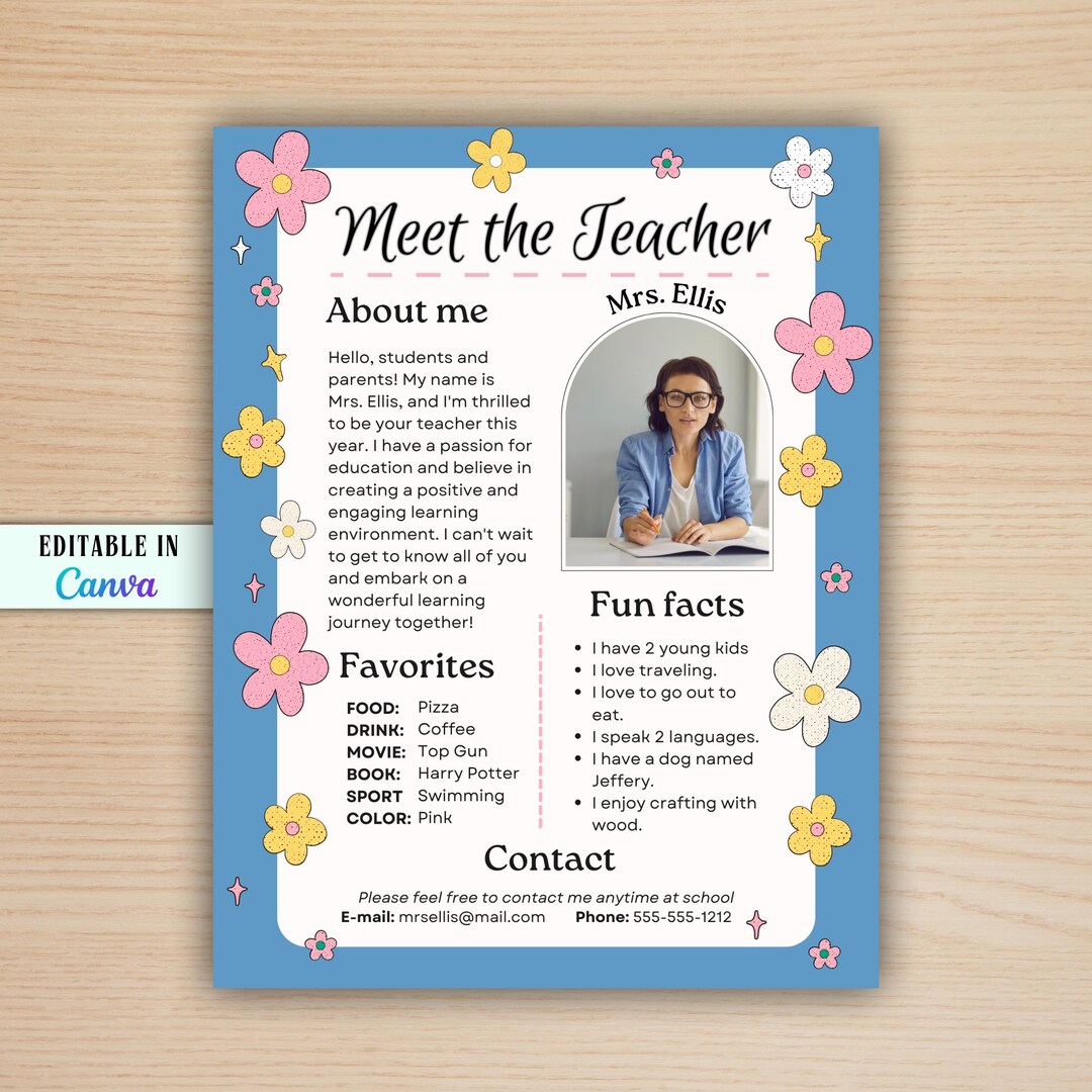 Editable Meet the Teacher Template, Floral Meet the Student Teacher ...