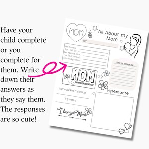 All About My Mom Printable Mother's Day Craft - Etsy