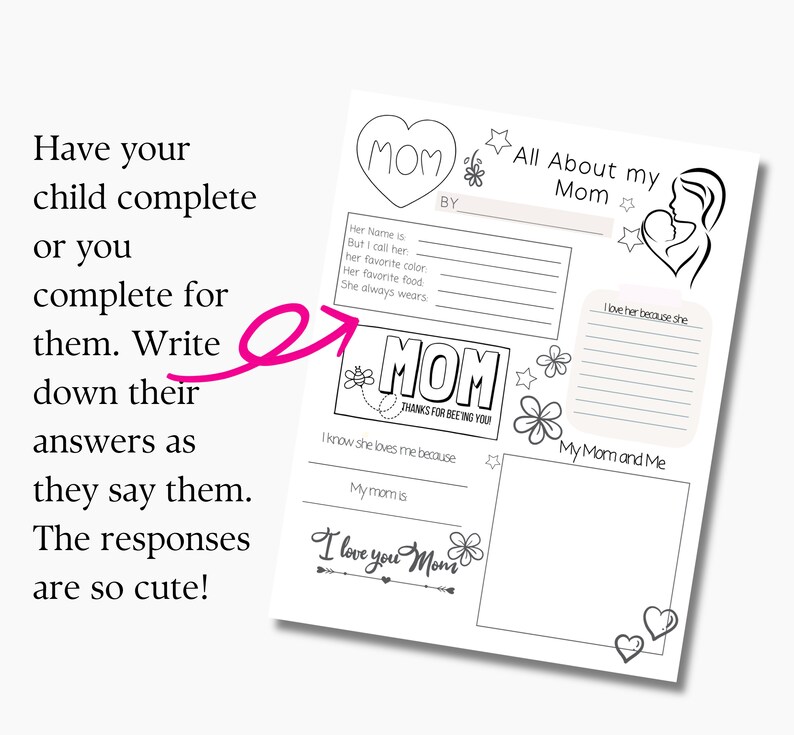 All About My Mom Printable Mother's Day Craft - Etsy