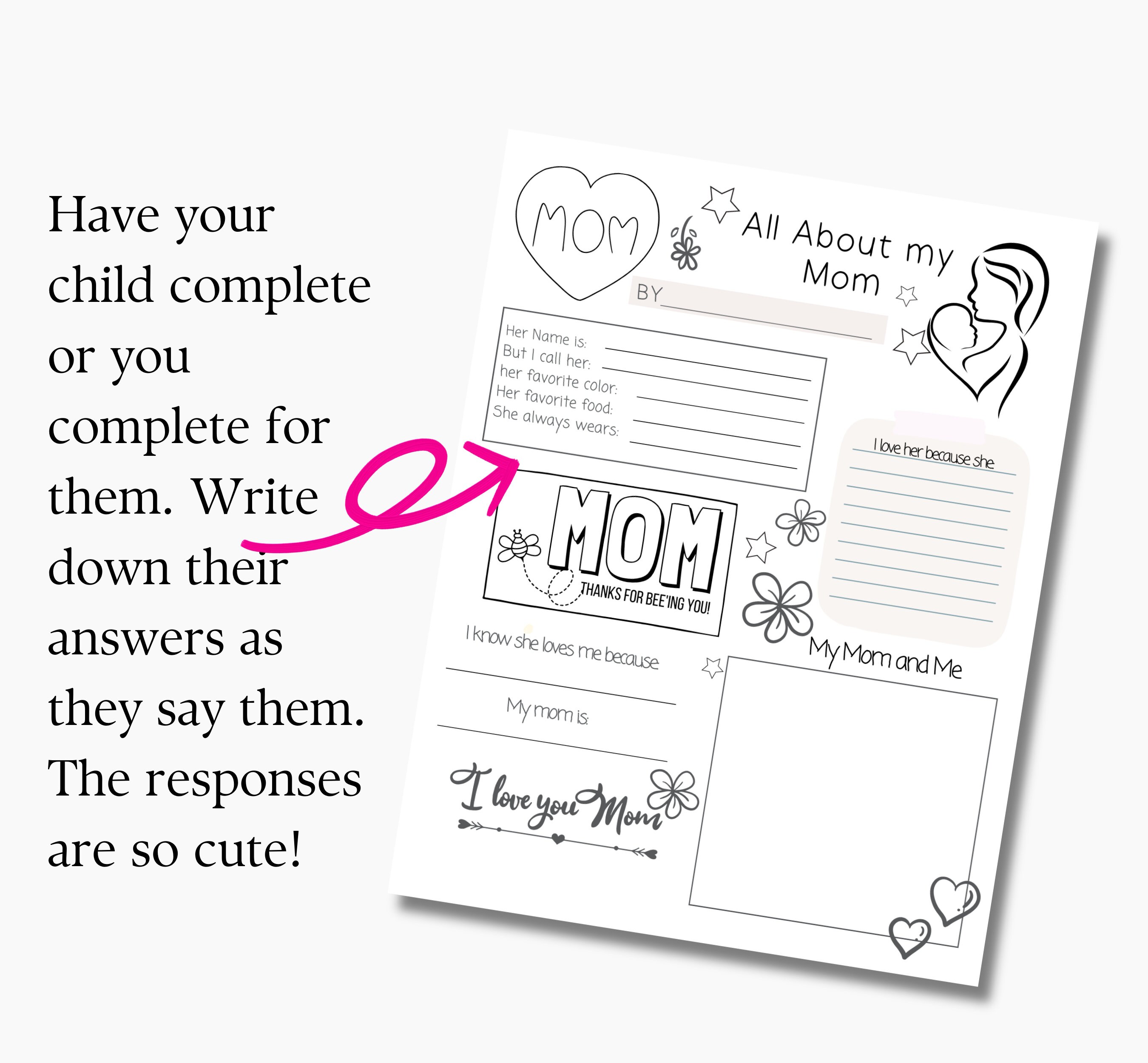 All About My Mom Printable Mother's Day Craft - Etsy