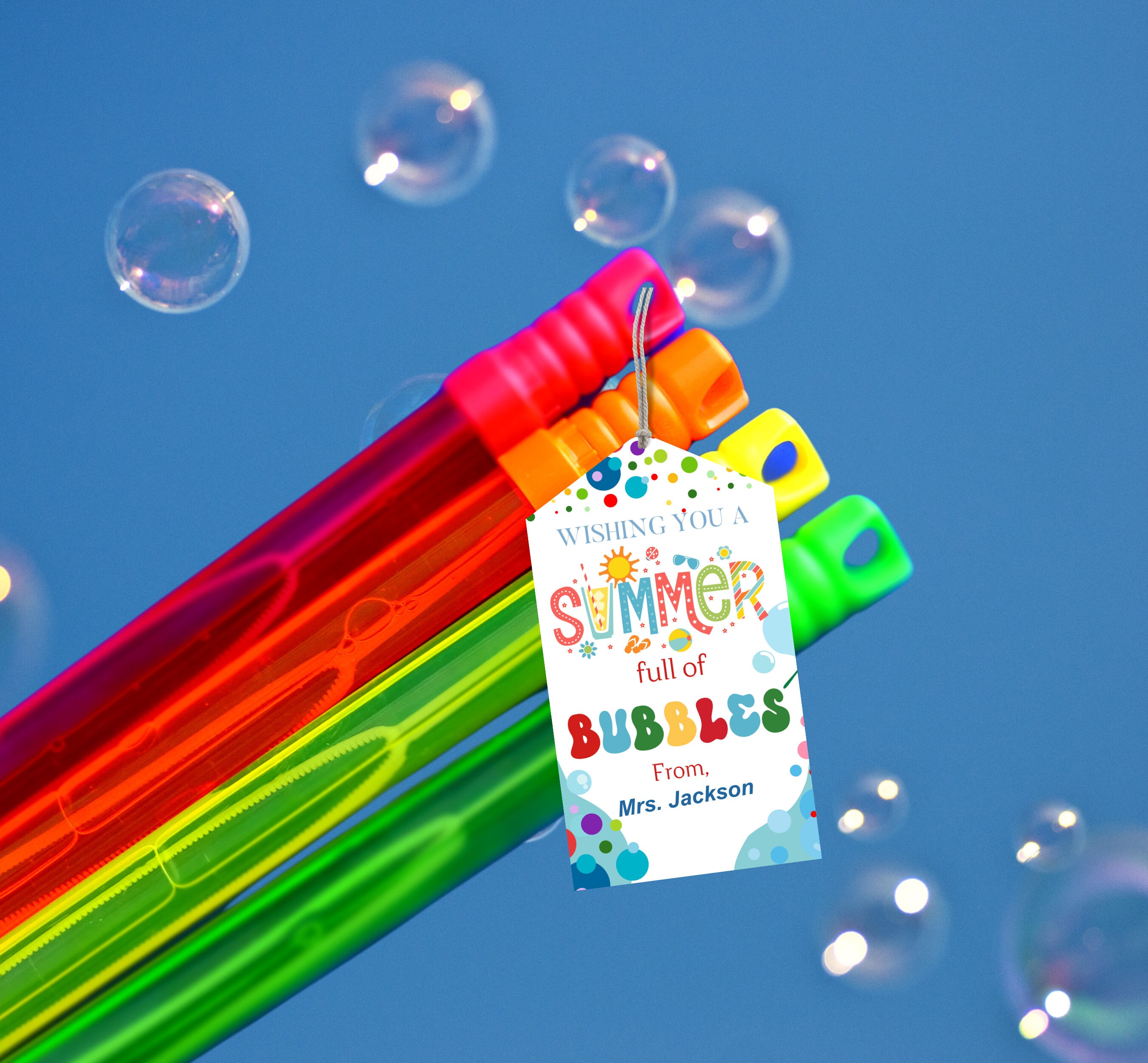 Fillable End of School Bubble Gift Tags Printable Summer Vacation End ...