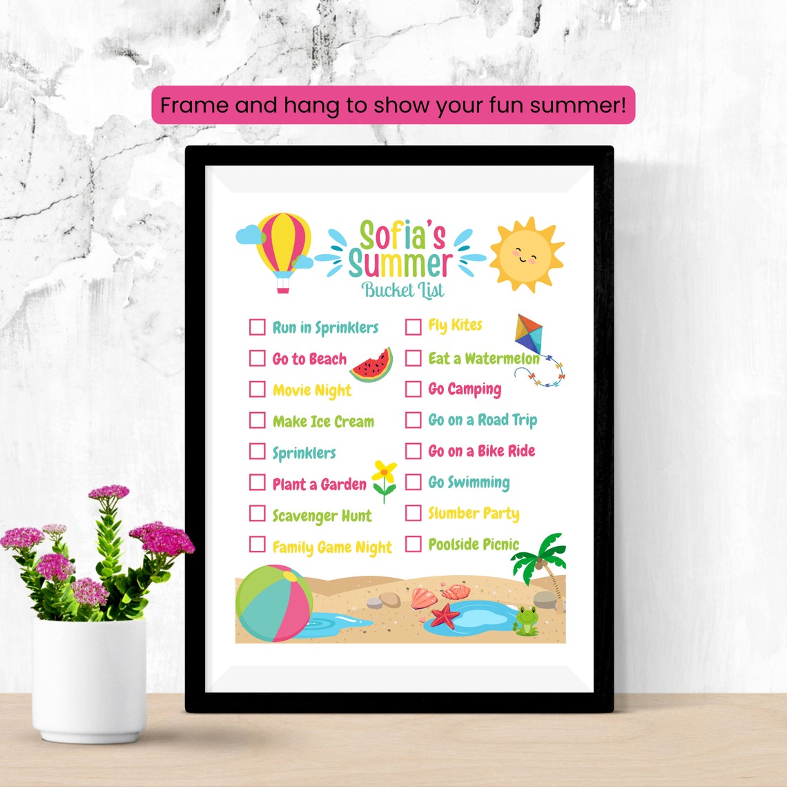 Editable Summer Bucket List Printable, Personalized Summer Activity ...