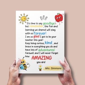 End of School Year Letter Printable, Goodbye Letter to Student ...
