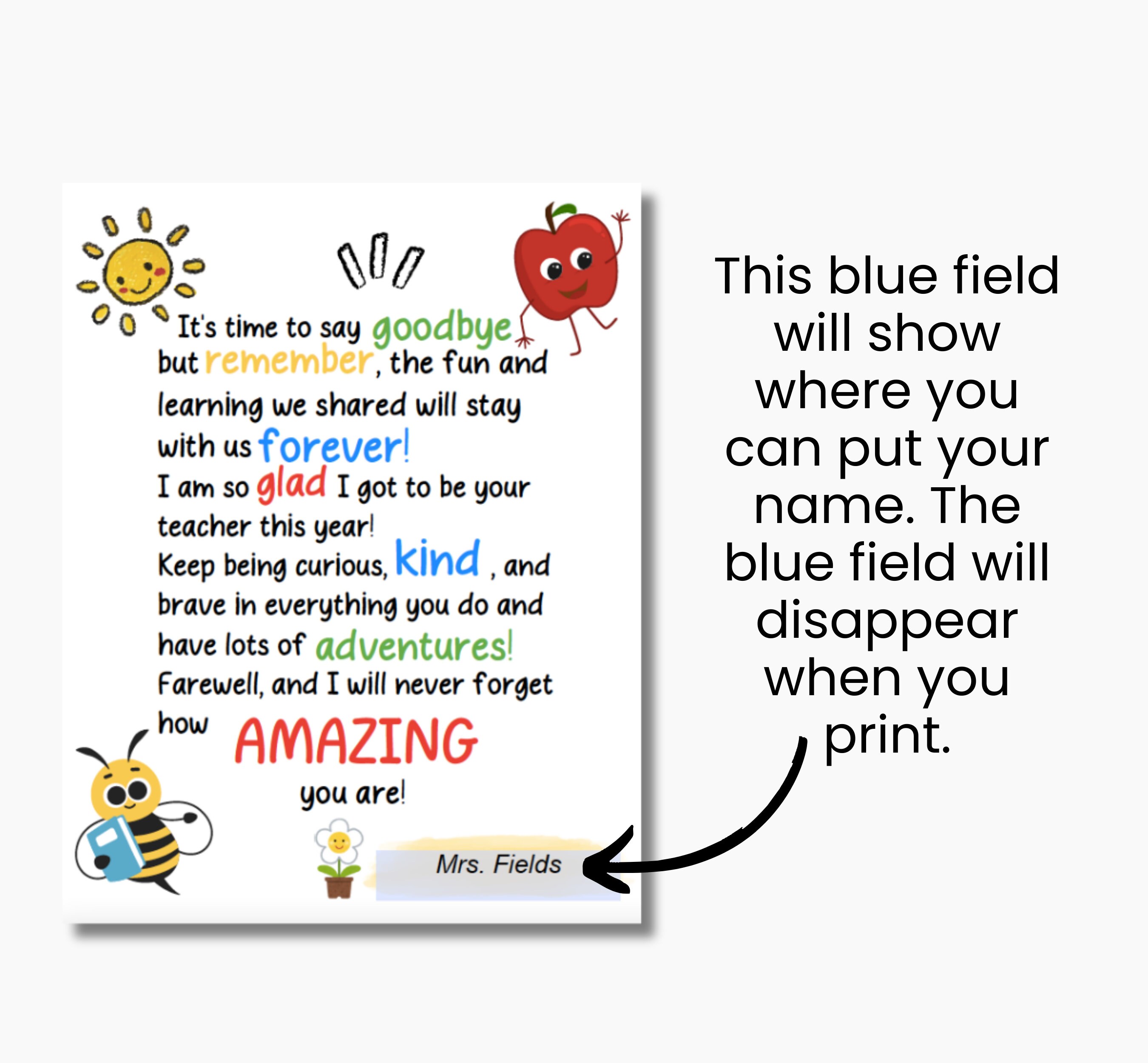 End of School Year Letter Printable, Goodbye Letter to Student ...