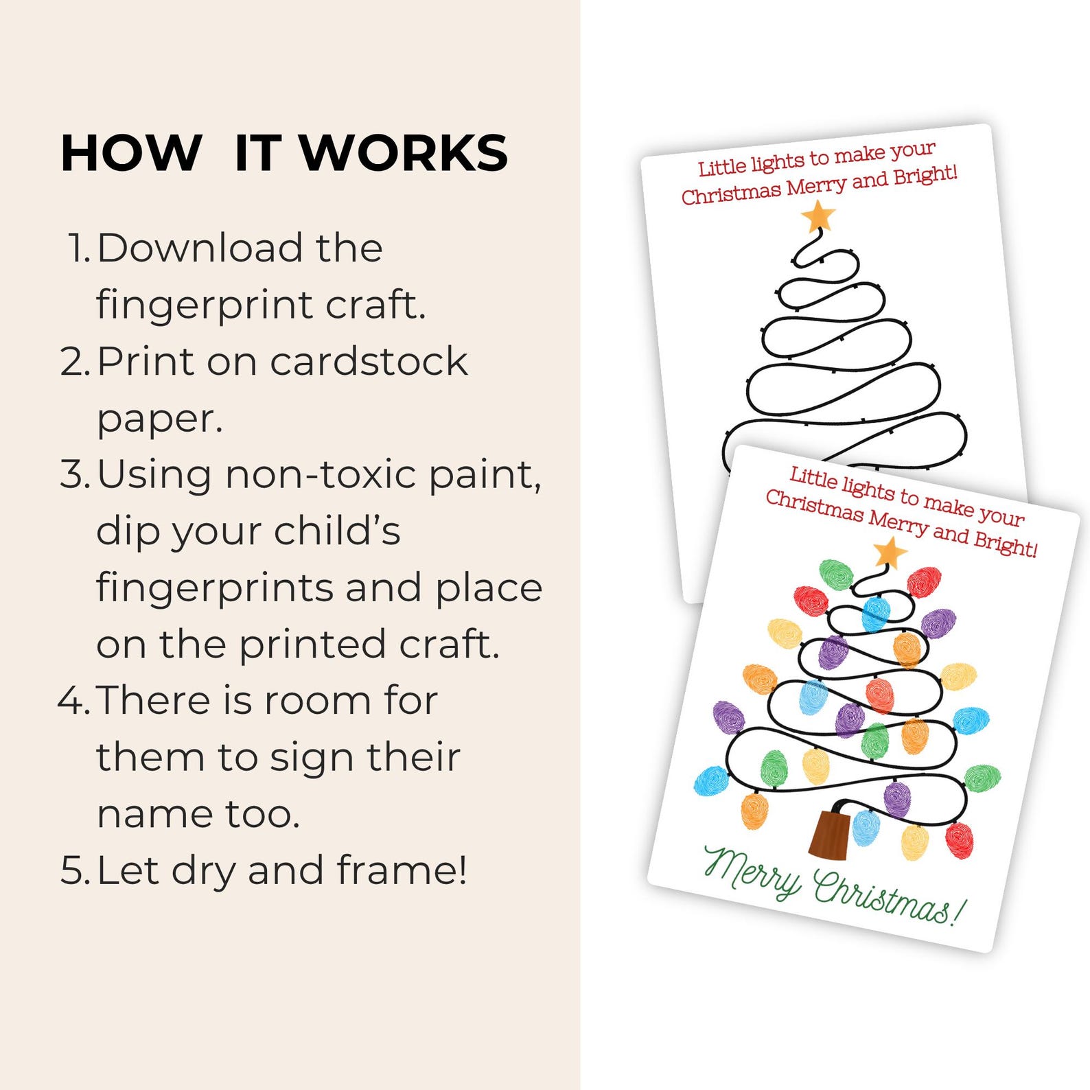 Christmas Lights Fingerprint Craft, Holiday Keepsake, Daycare Activity ...