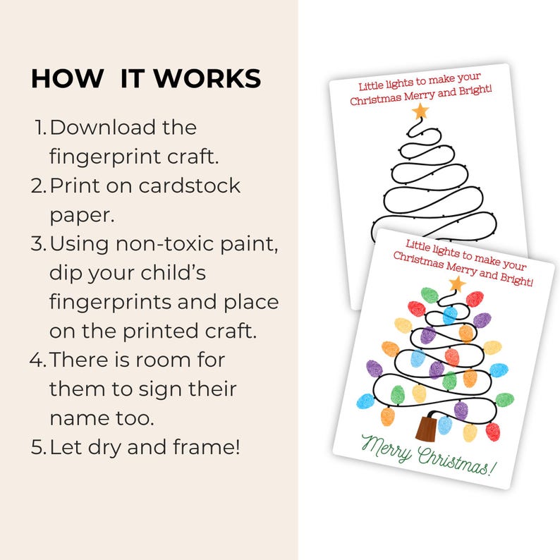 Christmas Lights Fingerprint Craft, Holiday Keepsake, Daycare Activity ...