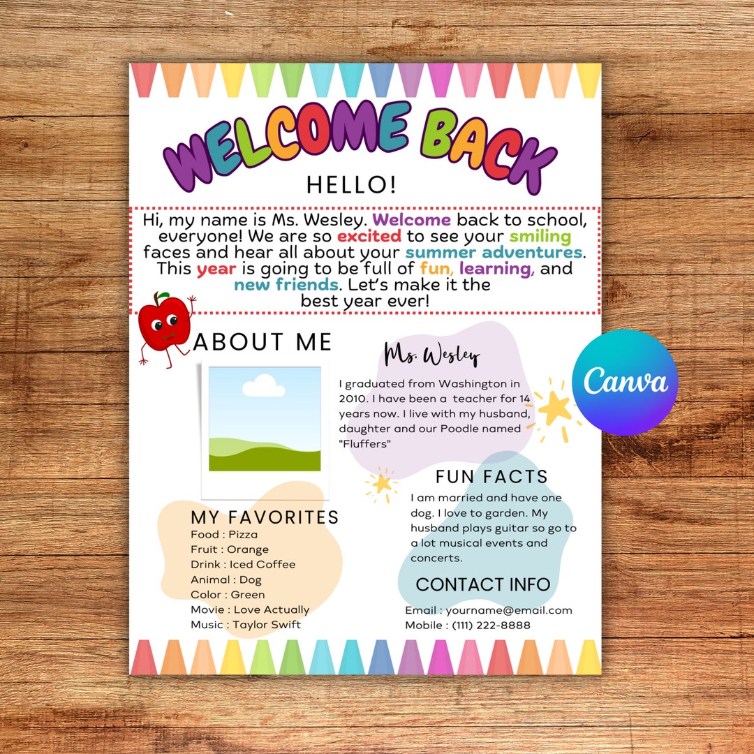 Editable Meet the Teacher Template, Newsletter Template Canva, All ...