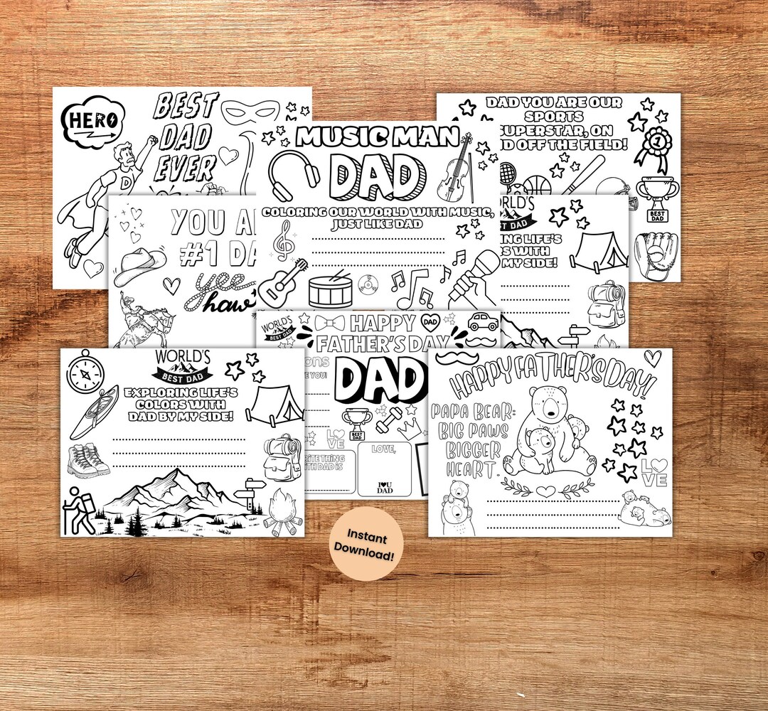 All About My Dad Coloring Page Bundle, Coloring Pages for Dad, Kids ...