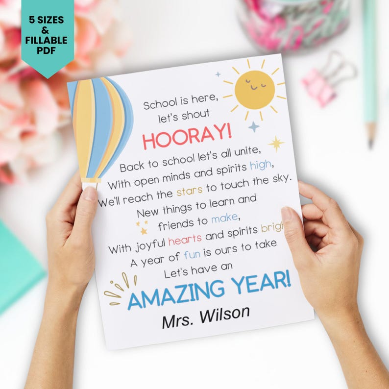 Editable Teacher Welcome Letter: First Day of School, Fillable PDF - Etsy