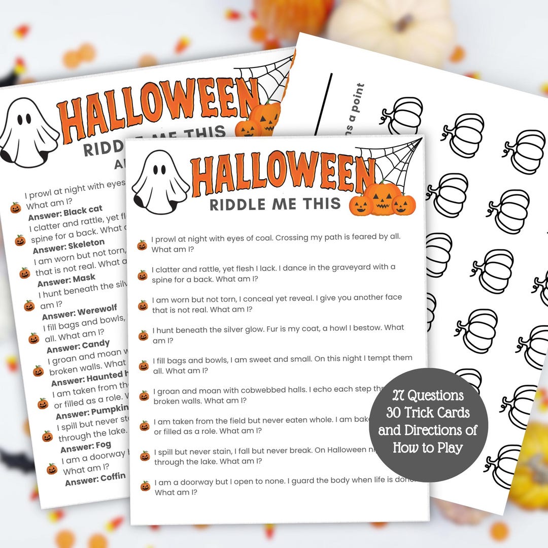 Halloween Riddle Me This Questions, Classroom Printable Party Game ...
