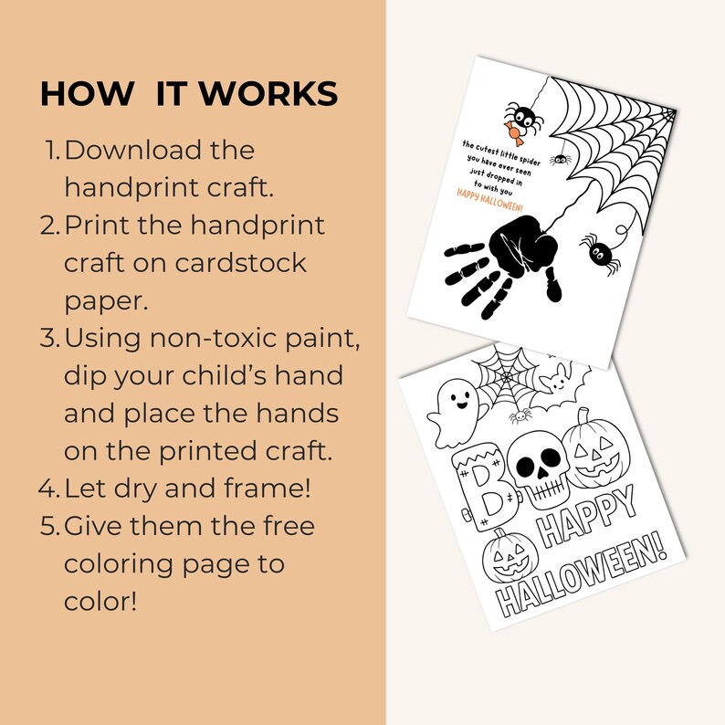 Spider Halloween Handprint Craft, Printable Halloween Handprint Art ...