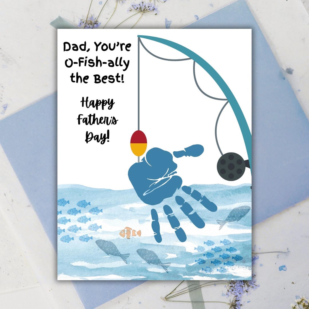 Fathers Day Handprint Art Fishing, Daddy Handprint, Fathers Day ...