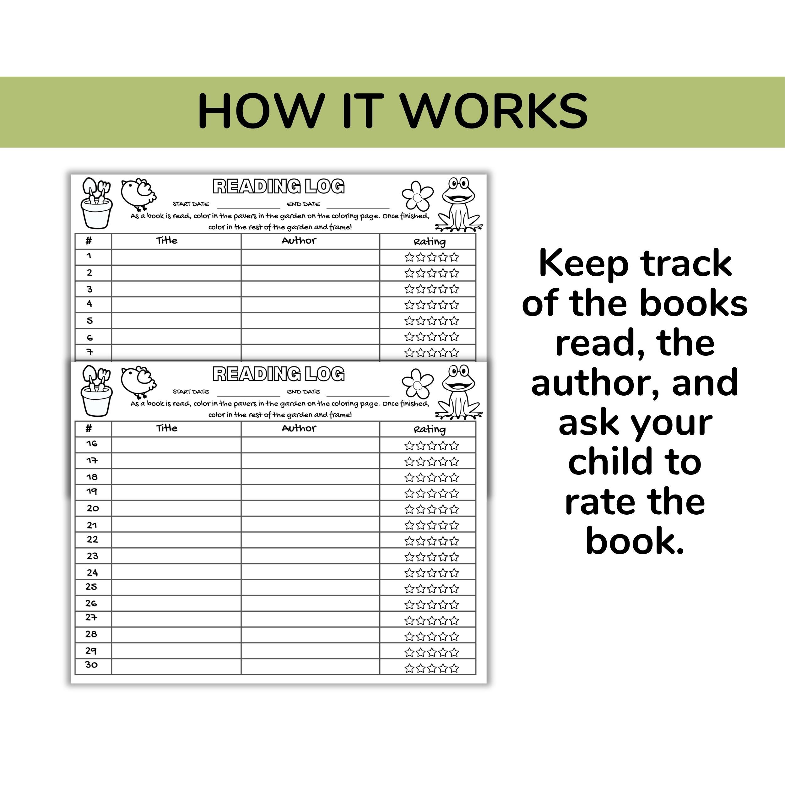Kids Reading Tracker Coloring Page | Summer Reading Log Printable for ...