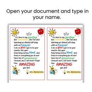 End of School Year Letter Printable, Goodbye Letter to Student ...