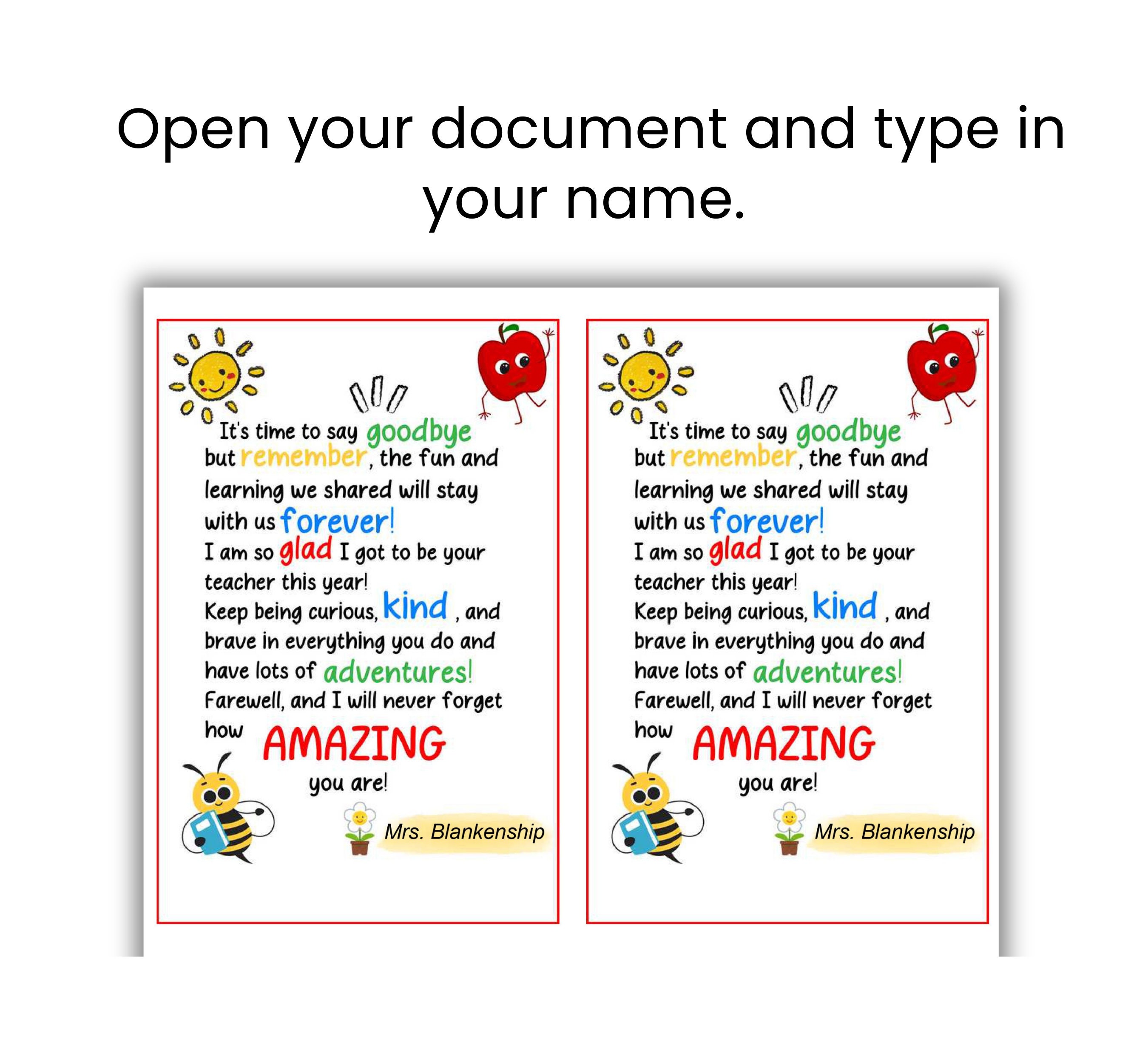 End of School Year Letter Printable, Goodbye Letter to Student ...