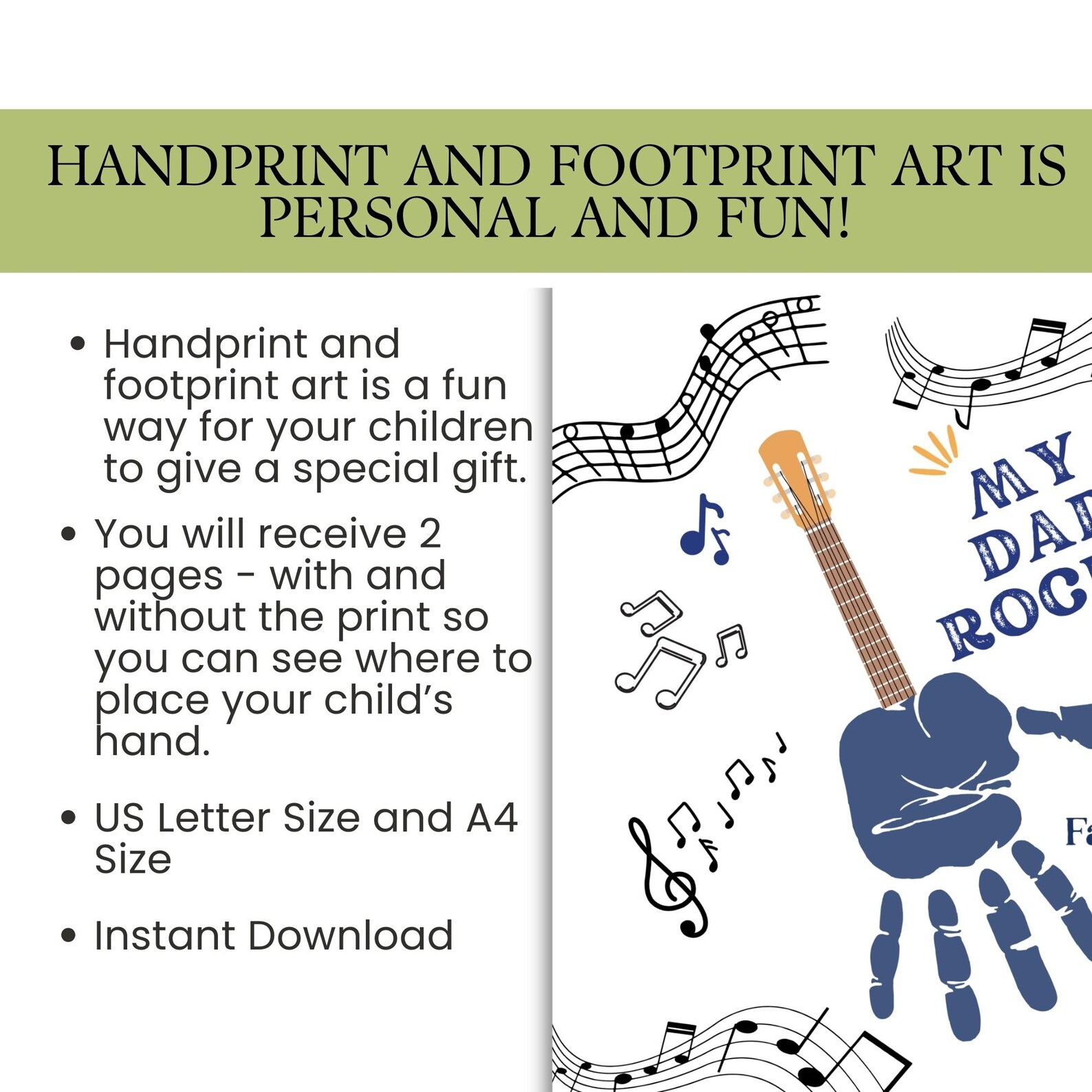 Guitar Handprint Art for Father's Day | Music Theme Keepsake Craft | My ...