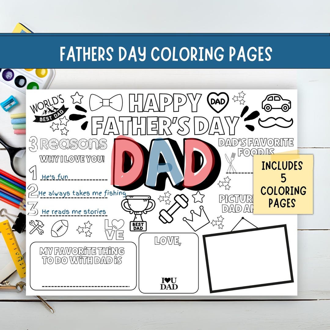 Father's Day Coloring Pages and Preschool Activity Bundle DIY All About ...