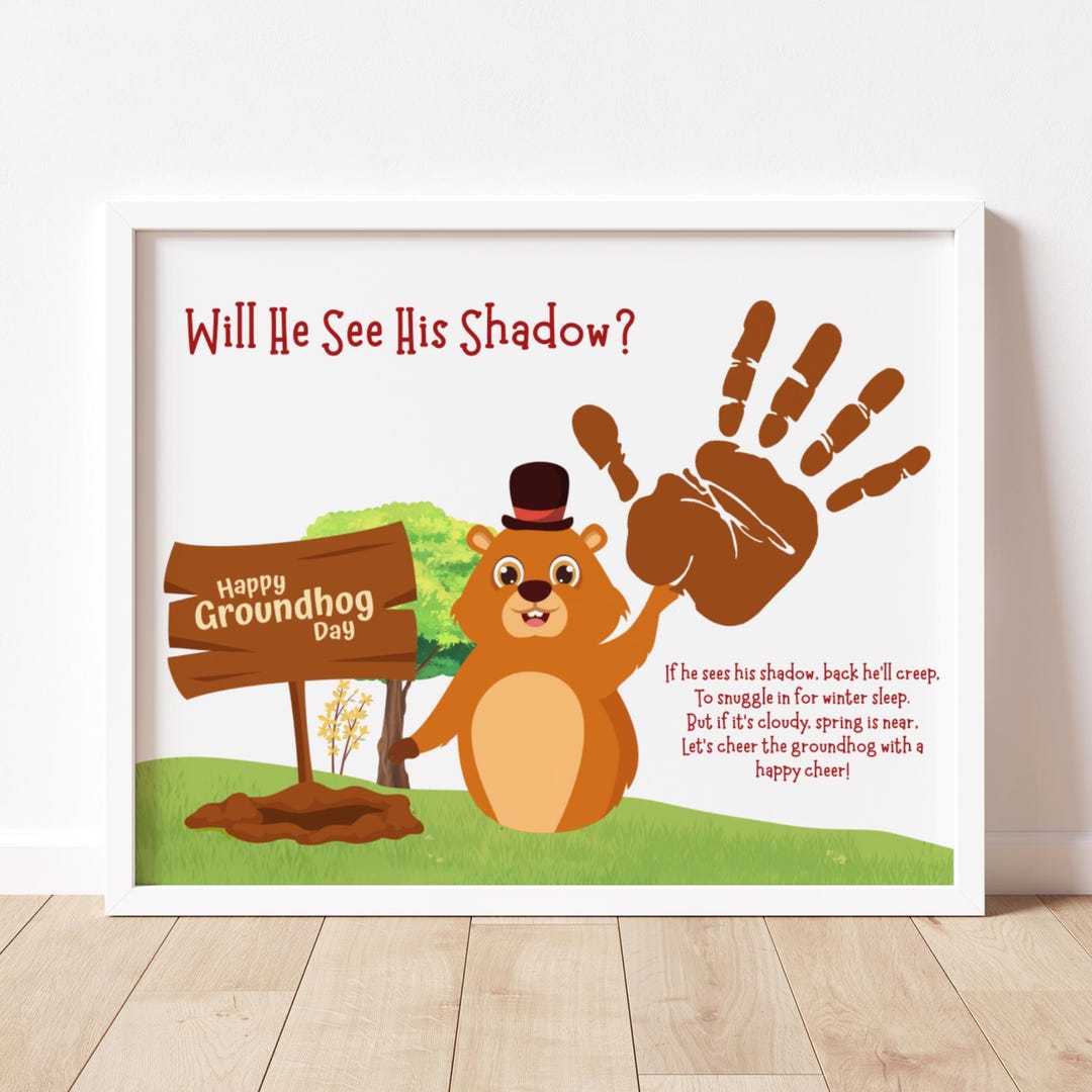 Groundhog Day Handprint Art Poem Daycare Winter Art, Printable Keepsake ...