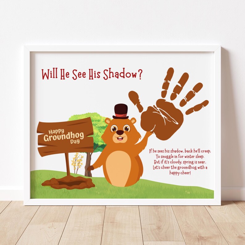 Groundhog Day Handprint Art Poem Daycare Winter Art, Printable Keepsake ...