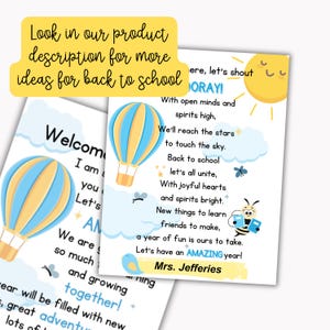 First Day of School Card From Teacher to Students Editable Card Welcome ...
