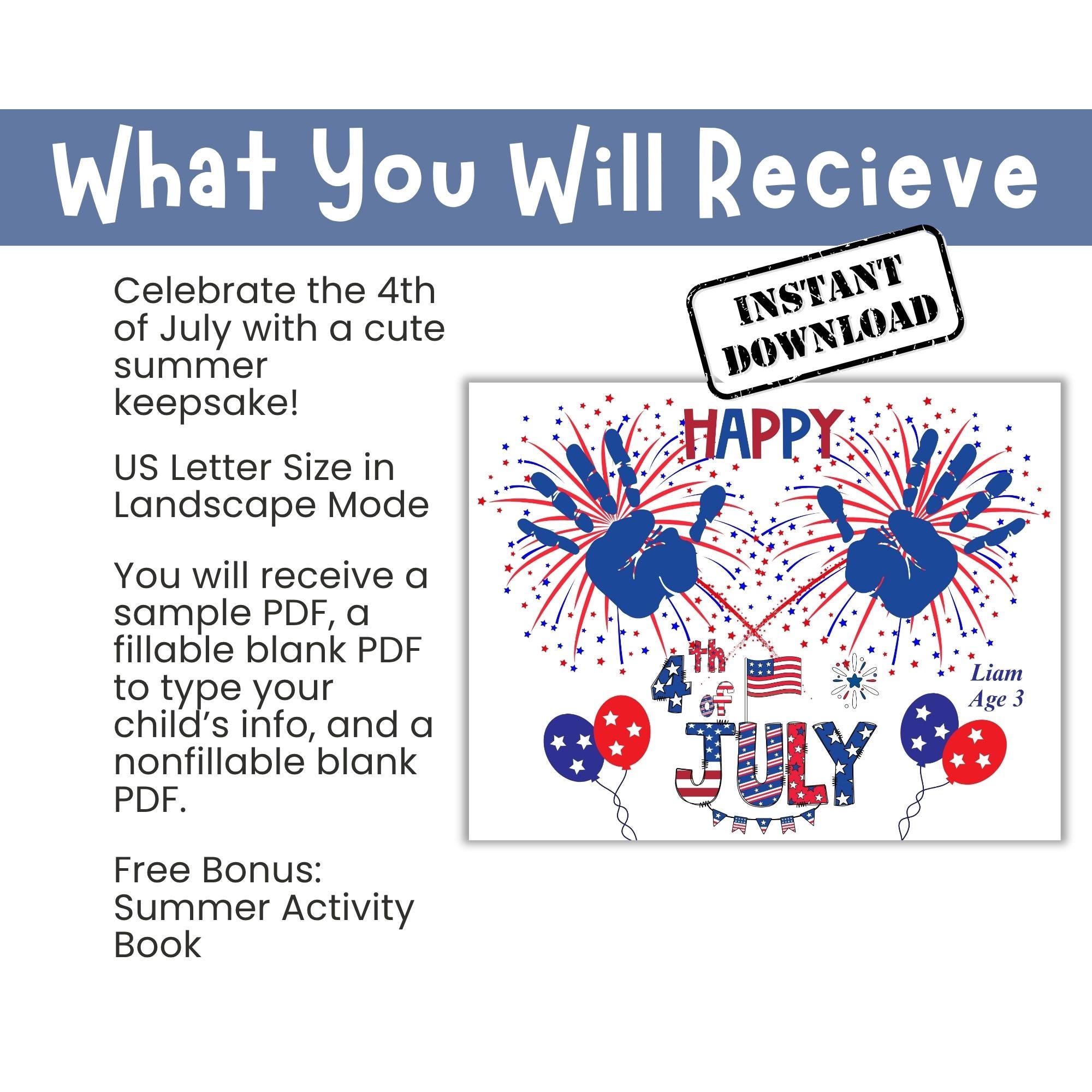 Fillable 4th of July Handprint Craft, Summertime Craft for Kids, Summer ...