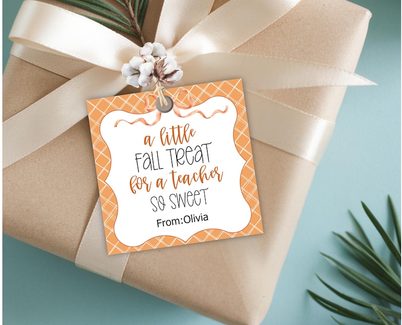 Fall Teacher Appreciation Gift Tags: Coquette Bow, Printable Thank You ...