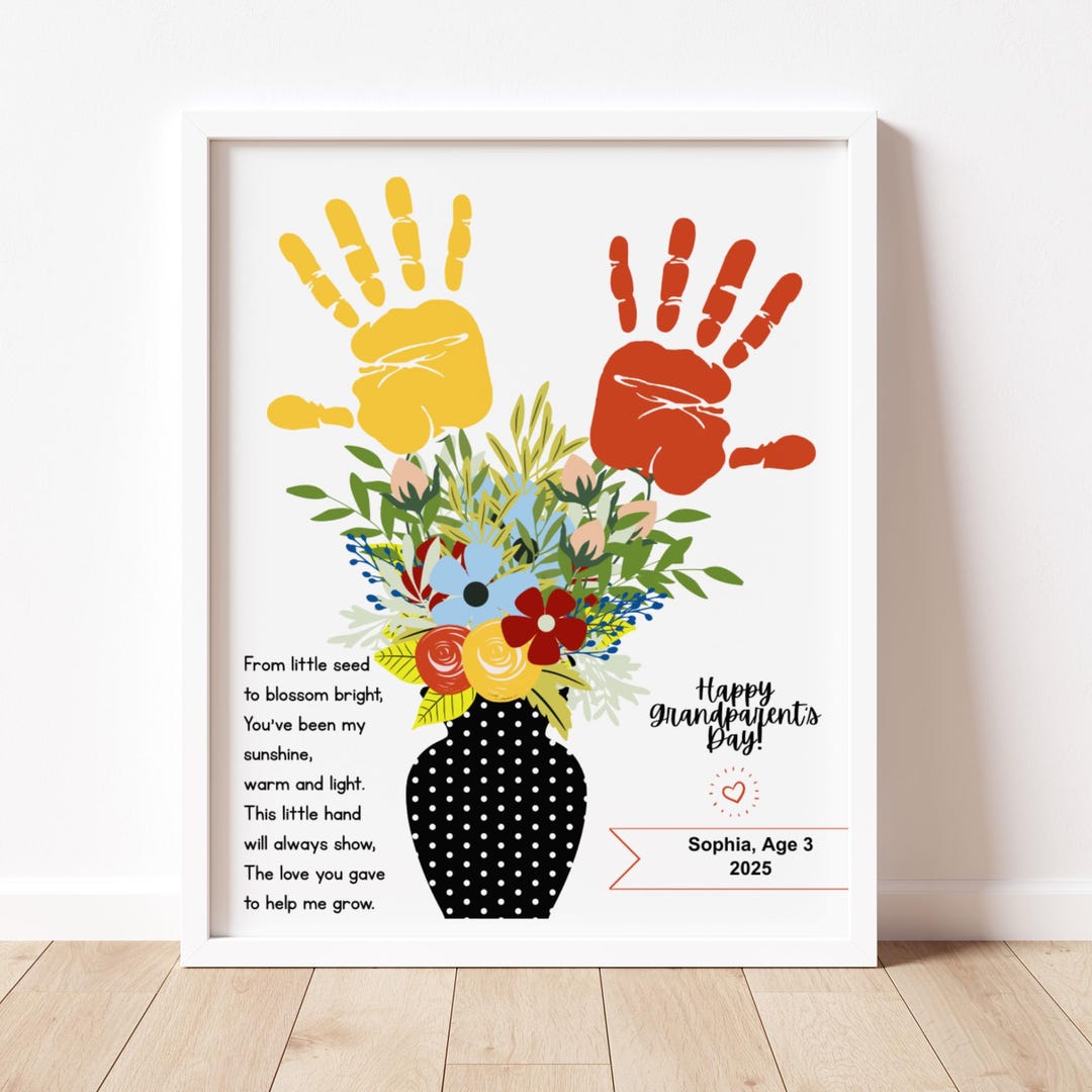 Grandparents Day Handprint Art, Flower Bouquet Poem, Daycare, Preschool ...