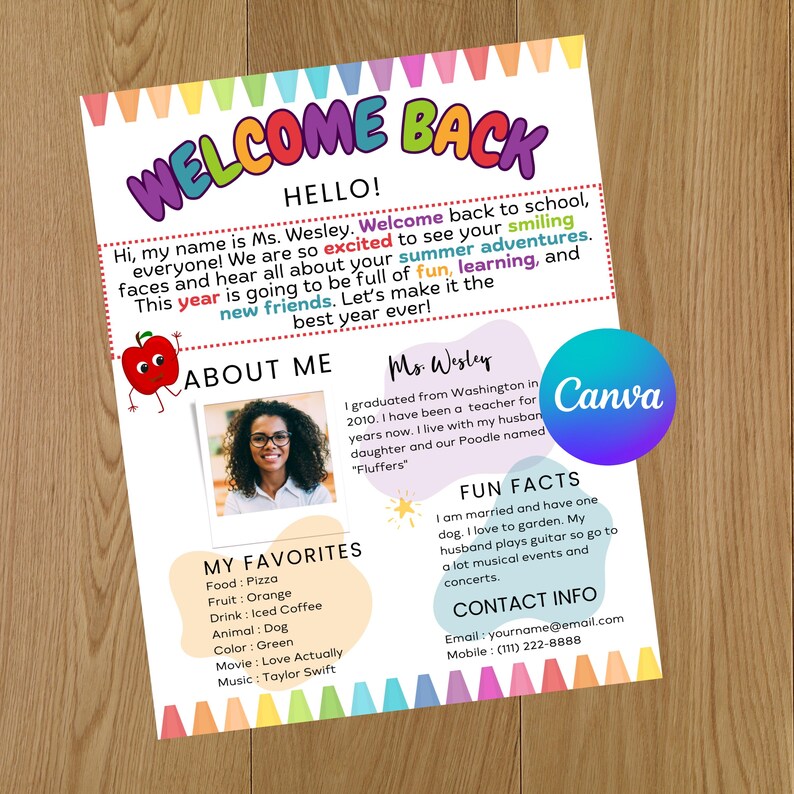 Editable Meet the Teacher Template, Newsletter Template Canva, All ...
