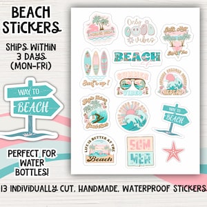 Waterproof Beach Stickers Pack, Surfing Stickers, Summer Stickers, Wave ...